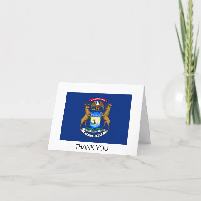 Michigan State Flag Thank You Card | Zazzle