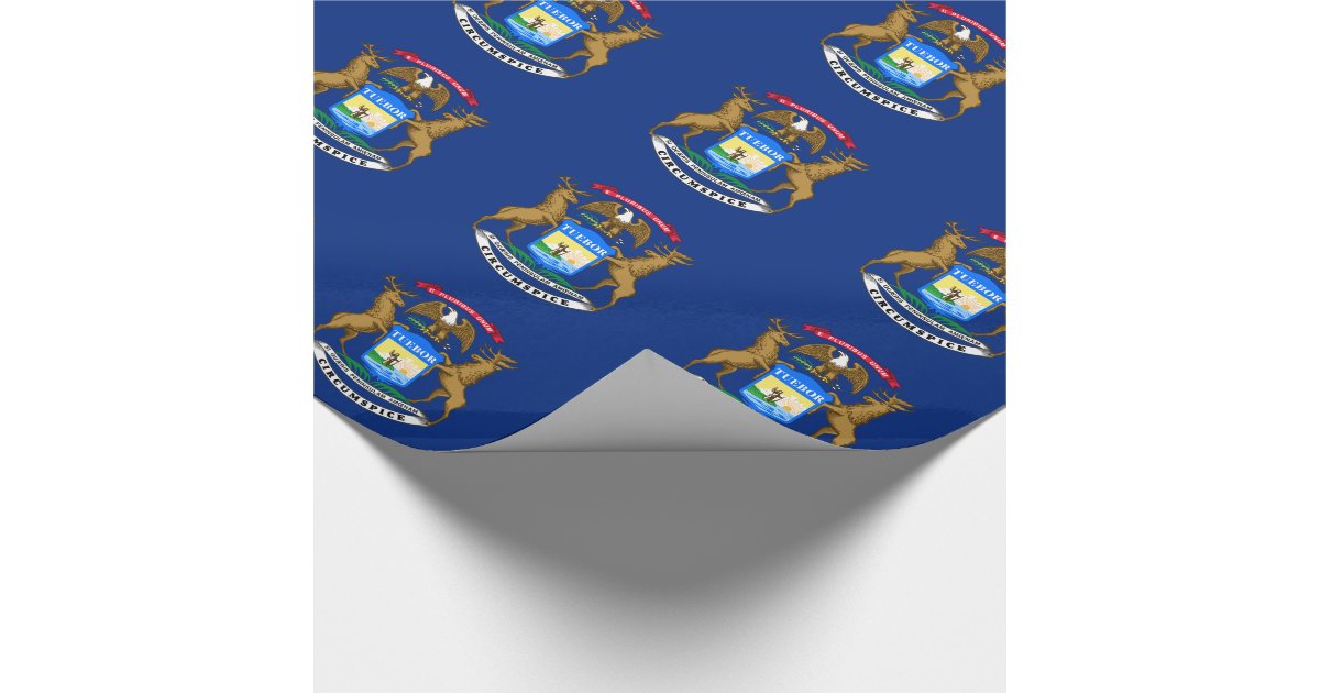 Michigan State Flag Wrapping Paper | Zazzle