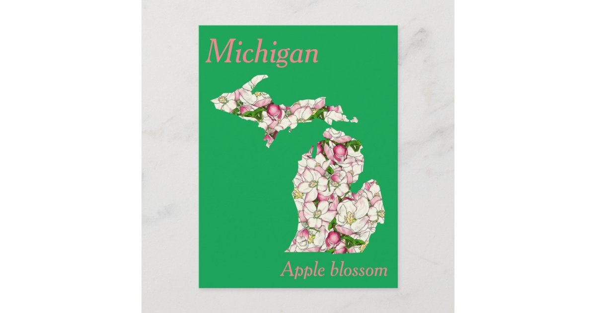 Michigan State Flower Collage Map Postcard | Zazzle