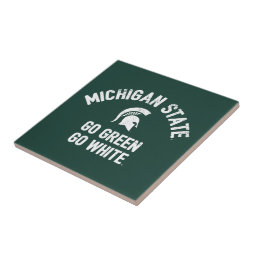 Michigan State | Go Green Go White Ceramic Tile | Zazzle
