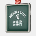 Michigan State | Go Green Go White Metal Ornament | Zazzle