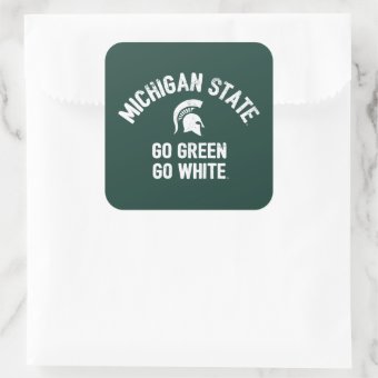 Michigan State | Go Green Go White Square Sticker | Zazzle