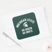 Michigan State | Go Green Go White Square Sticker | Zazzle