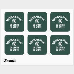 Michigan State | Go Green Go White Square Sticker | Zazzle