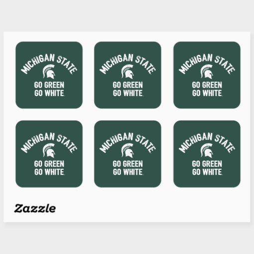 Michigan State | Go Green Go White Square Sticker | Zazzle
