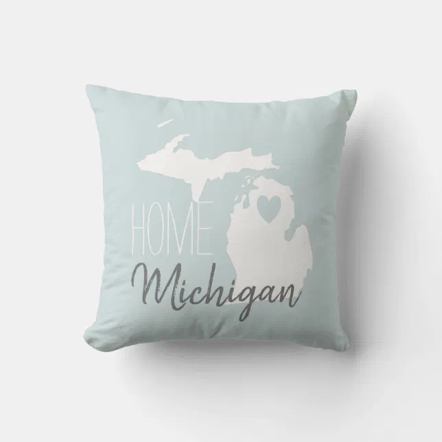 Michigan state map love home throw pillow | Zazzle