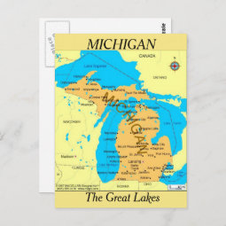 Michigan State Map Postcard | Zazzle