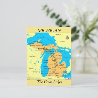 Michigan State Map Postcard | Zazzle