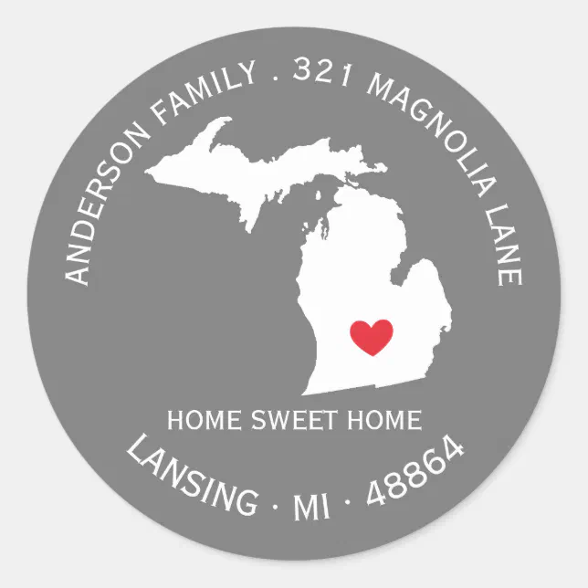MICHIGAN State | New Home Address Label Sticker | Zazzle