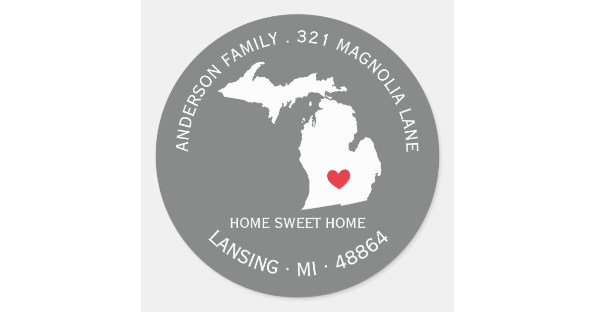 MICHIGAN State | New Home Address Label Sticker | Zazzle