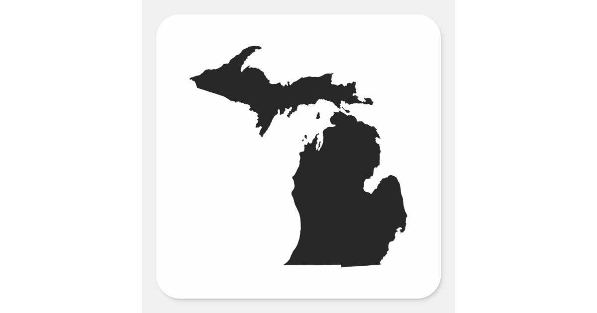 Michigan State Outline Square Sticker | Zazzle