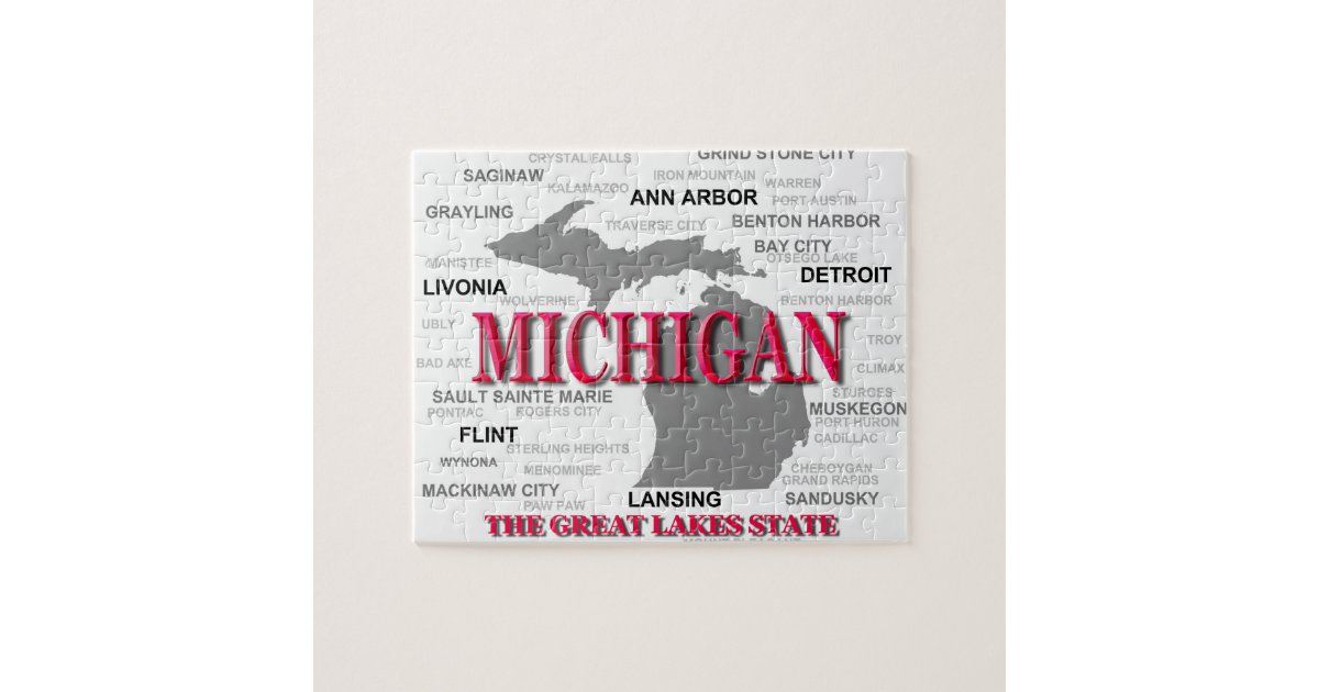 Michigan State Pride Map Silhouette Jigsaw Puzzle | Zazzle