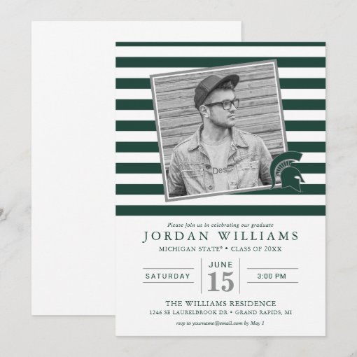 Michigan State Striped Graduation Announcement | Zazzle
