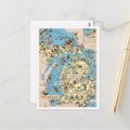 Michigan Vintage Funny Map Postcard | Zazzle
