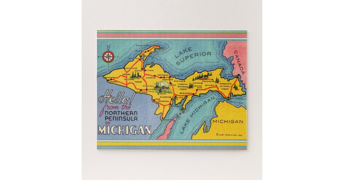 Michigan's Northern Peninsula Map Jigsaw Puzzle | Zazzle