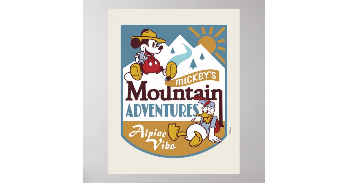 Mickey and Donald | Mountain Adventures Poster | Zazzle
