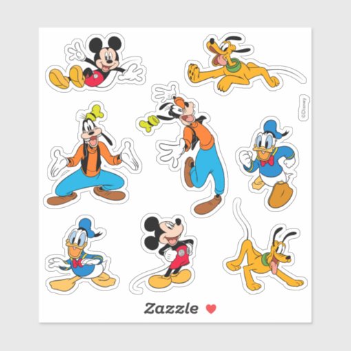 Mickey and Friends | Fab Four Character Art Sticker | Zazzle