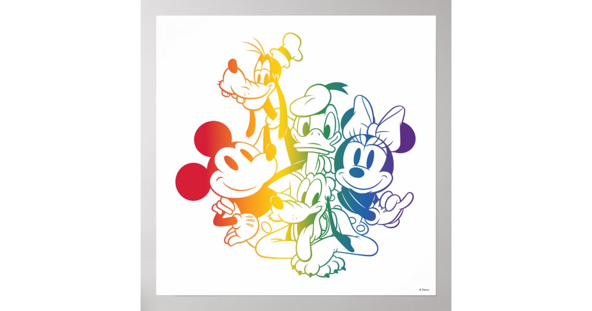 Mickey and Friends Happy Rainbow Poster | Zazzle