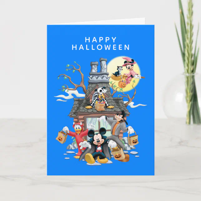 Mickey and Friends Haunted House Card | Zazzle