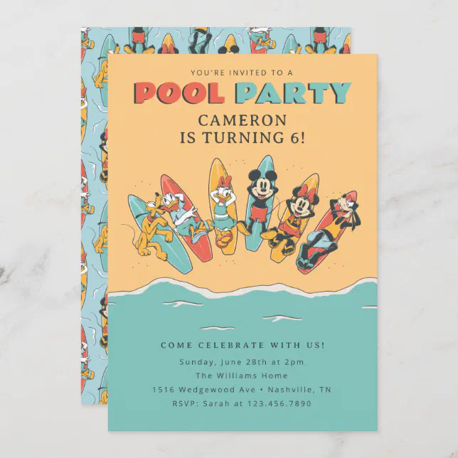 Mickey and Friends | Pool Party Birthday Invitation | Zazzle