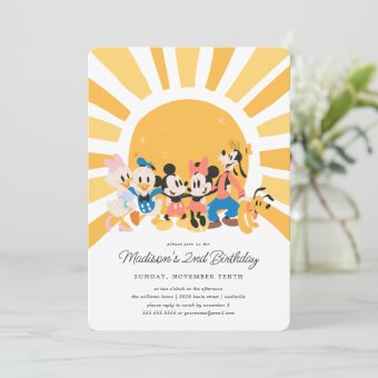 Mickey and Friends Sunshine Birthday Invitation | Zazzle
