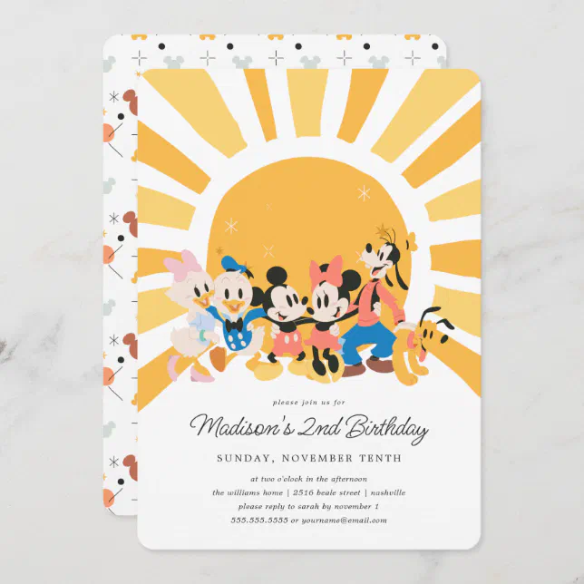 Mickey and Friends Sunshine Birthday Invitation | Zazzle