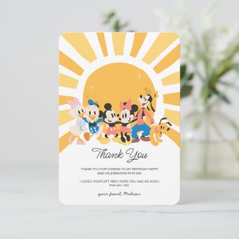 Mickey and Friends Sunshine Birthday - Thank You Invitation | Zazzle
