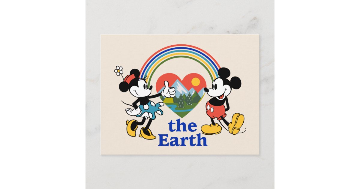 Mickey and Minnie | Love the Earth Postcard | Zazzle