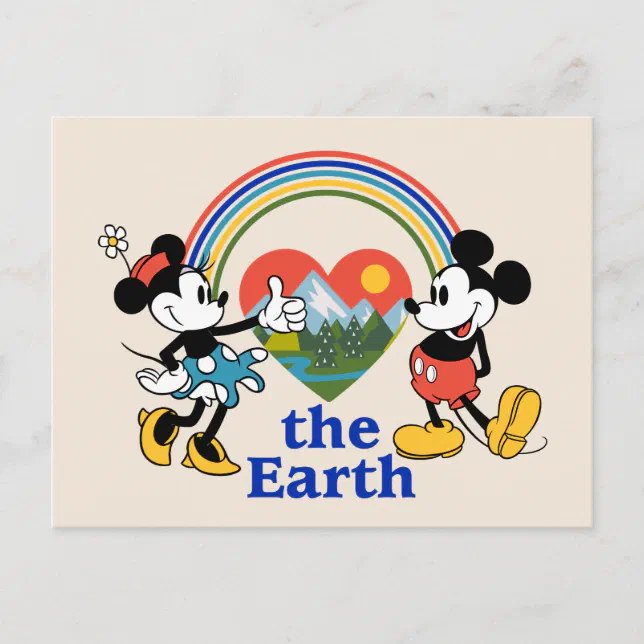 Mickey and Minnie | Love the Earth Postcard | Zazzle