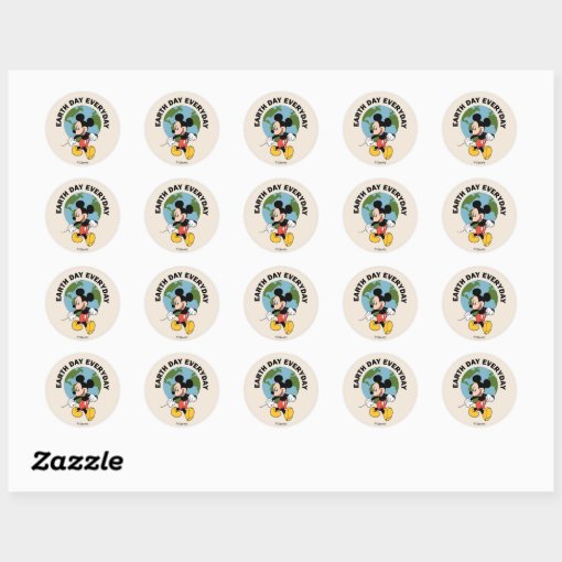 Mickey | Earth Day Everyday Classic Round Sticker | Zazzle