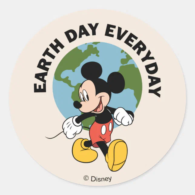 Mickey | Earth Day Everyday Classic Round Sticker | Zazzle