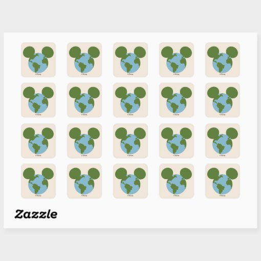 Mickey Earth Icon Square Sticker | Zazzle