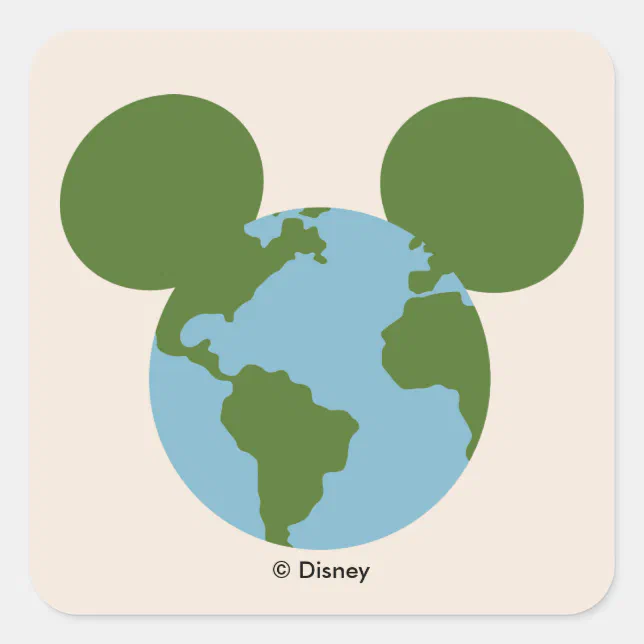 Mickey Earth Icon Square Sticker | Zazzle