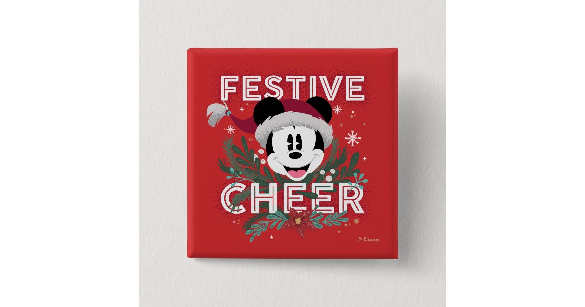 Mickey | Festive Cheer Button | Zazzle