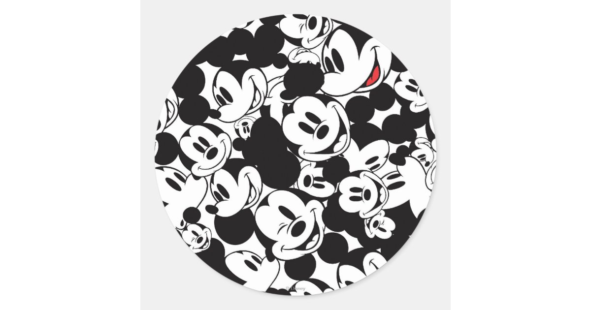 Mickey & Friends | Classic Mickey Pattern Classic Round Sticker | Zazzle