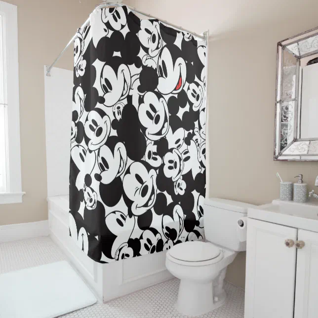 Mickey & Friends | Classic Mickey Pattern Shower Curtain | Zazzle