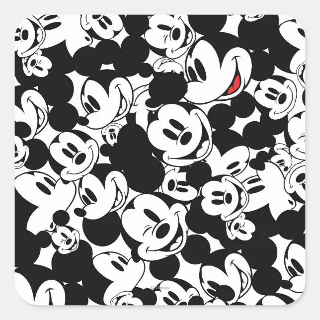 Mickey & Friends | Classic Mickey Pattern Square Sticker | Zazzle