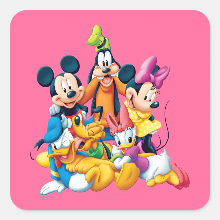 Mickey & Friends | Fab Five Square Sticker | Zazzle