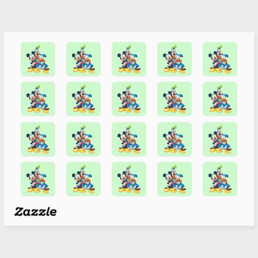 Mickey & Friends | Group Hug Square Sticker | Zazzle