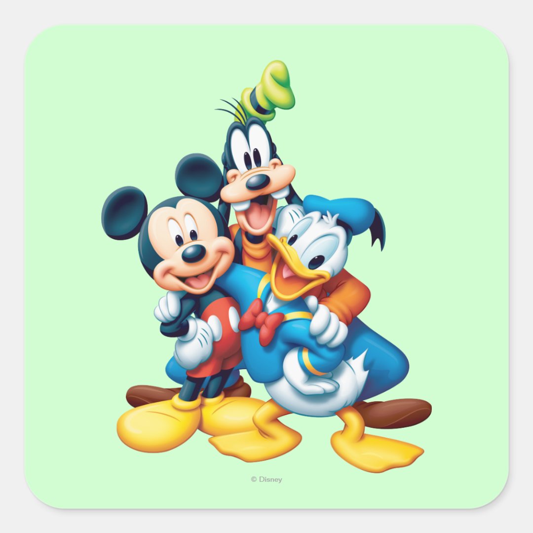 Mickey & Friends | Group Hug Square Sticker | Zazzle