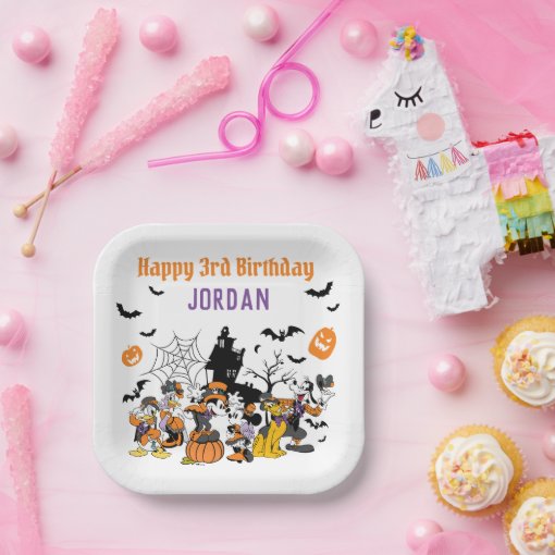 Mickey & Friends Halloween Birthday Paper Plates | Zazzle