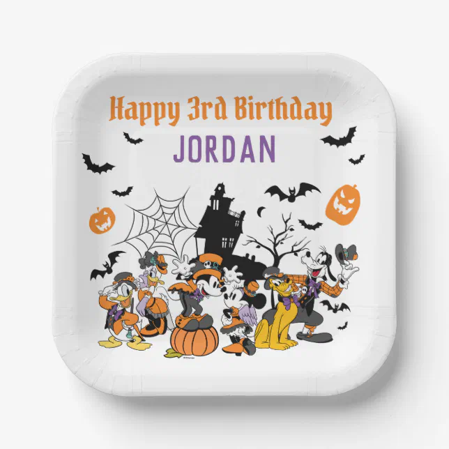 Mickey & Friends Halloween Birthday Paper Plates | Zazzle