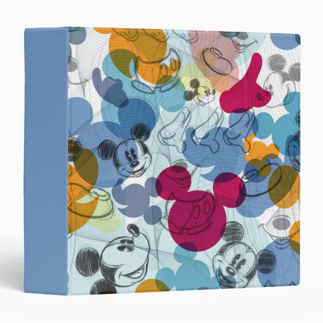 Mickey & Friends | Mouse Head Sketch Pattern 3 Ring Binder | Zazzle