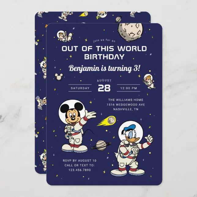 Mickey & Friends | Out of the World Space Birthday Invitation | Zazzle
