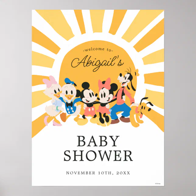 Mickey & Friends Sunshine Baby Shower Welcome Poster | Zazzle