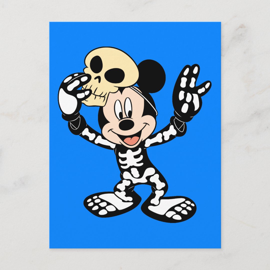 Mickey in Halloween Skeleton Costume Postcard | Zazzle