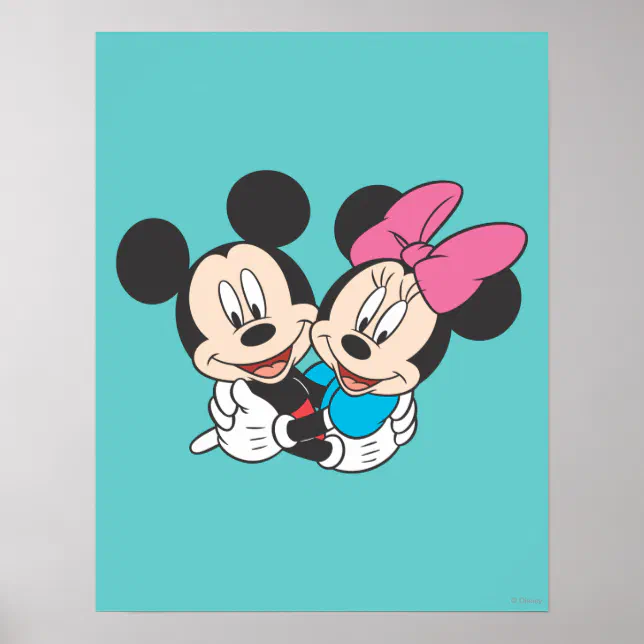 Mickey & Minnie | Hugging Poster | Zazzle