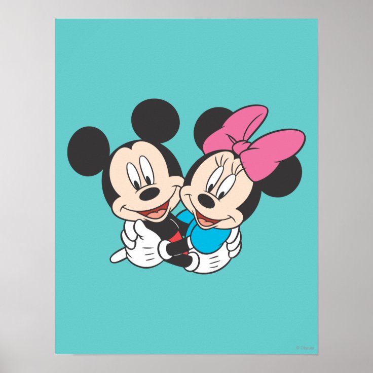 Mickey & Minnie | Hugging Poster | Zazzle