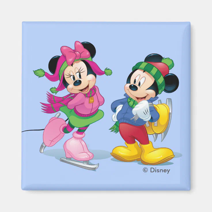 Mickey & Minnie Ice Skating Magnet | Zazzle