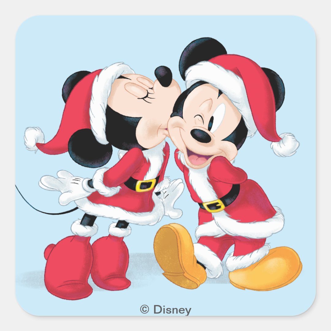 Mickey & Minnie | Jingle Bell Fun Square Sticker | Zazzle